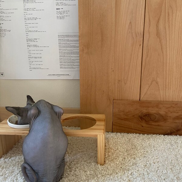 13cm Height Elegant Tilt Wooden Bowl Stand for Cats and Small Dogs ...