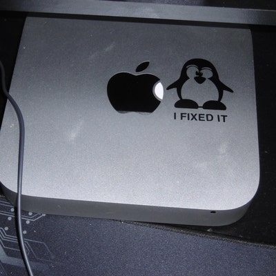 Penguin Bites the Apple MacBook Sticker Linux Tux Decal Fits Both Old ...