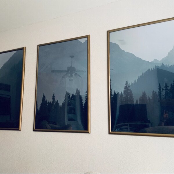 Set of Three Pine Forest Mountain Landscape Modern Art Prints. Set of 3 ...