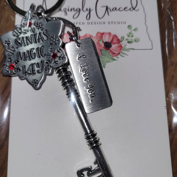 Personalized Santa's Magic Key Christmas Skeleton Birthstone Keychain ...