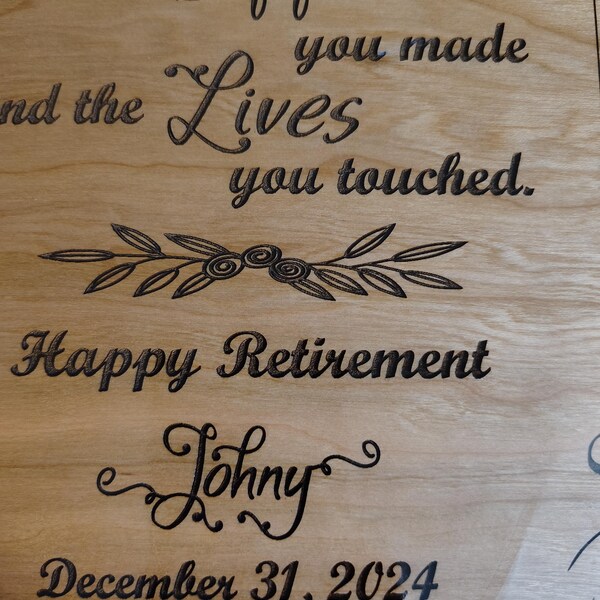 Personalized Retirement Wood Plaque, Beautiful Cherry Wood , Happy ...