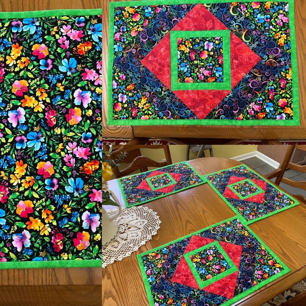 Shattered Diamonds Quilted Placemat Pattern - Quilted Placemats ...