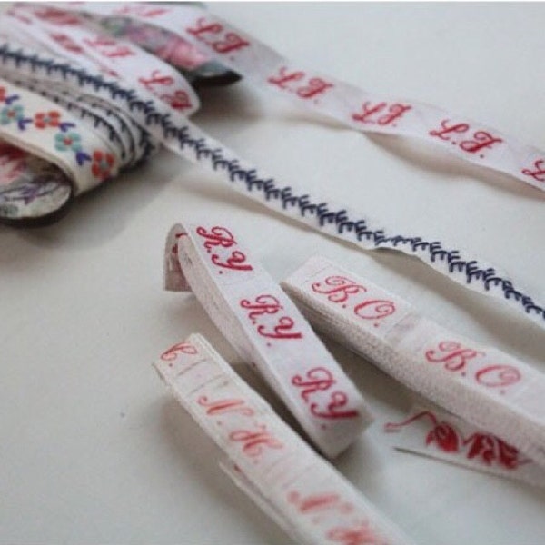 Vintage French Laundry Labels Letters Linen Kitchen Cloth.... Script ...