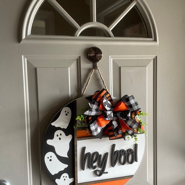 Halloween Front Door Decor, Hey Boo Y’all Door Hanger, Halloween Decor ...