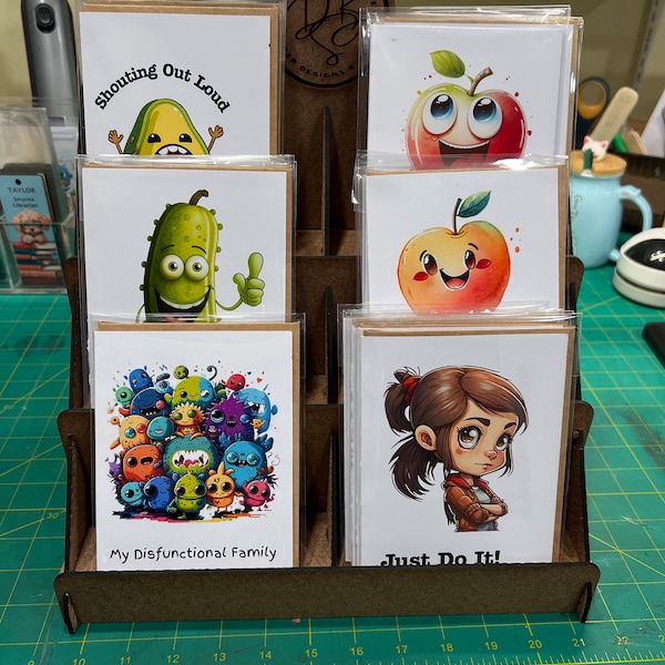 3 Tiered Retail Counter Gift Card Display Stand for Laser Cut Files - 3mm - 1/8 in Versions ...