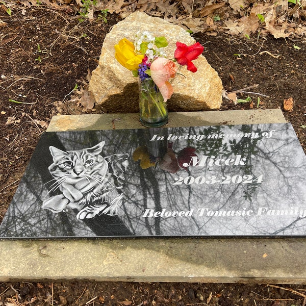 Engraved Cat Memorial Stone: Personalized Pet Headstone With Photo - Etsy