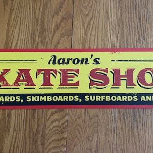 Surf Shop Sign, Personalized Skateboard Surfers Surfboard Shop Name ...
