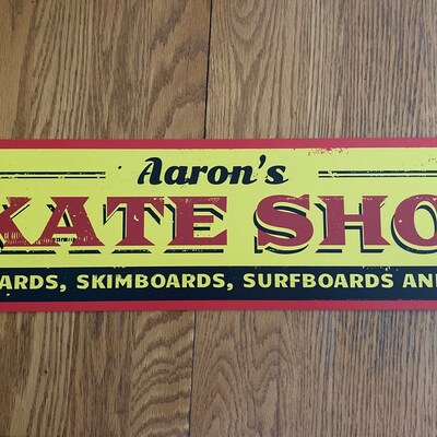 Surf Shop Sign, Personalized Skateboard Surfers Surfboard Shop Name ...