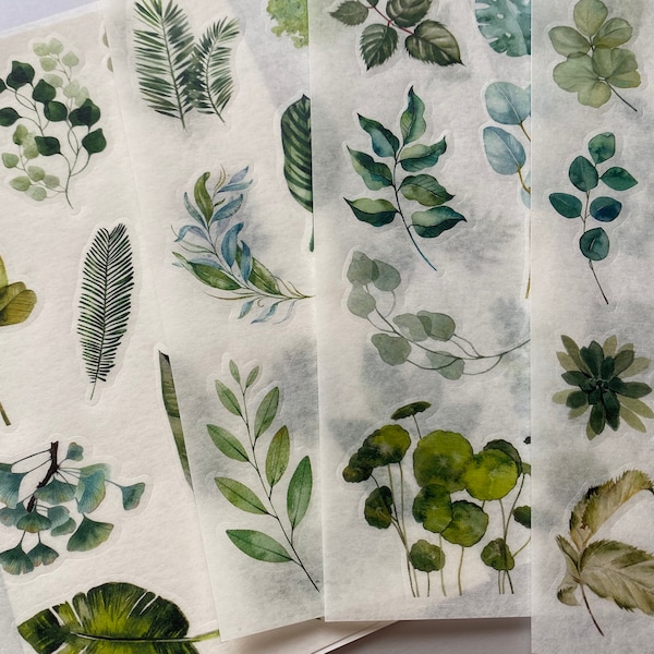 6 Sheets of Watercolour Stickers - Journal Stickers - Botanical ...