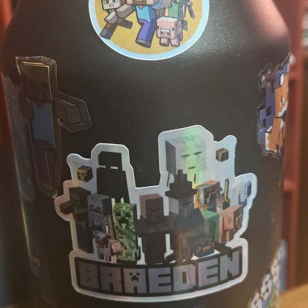 Personalized Name Minecraft Themed Stickers. **waterproof*great for ...