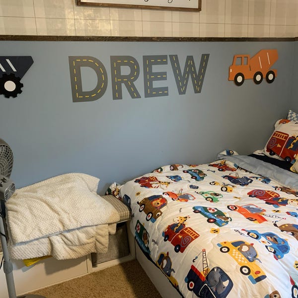 Personalized Road Style Name Wall Decals, Construction Road Name Wall ...
