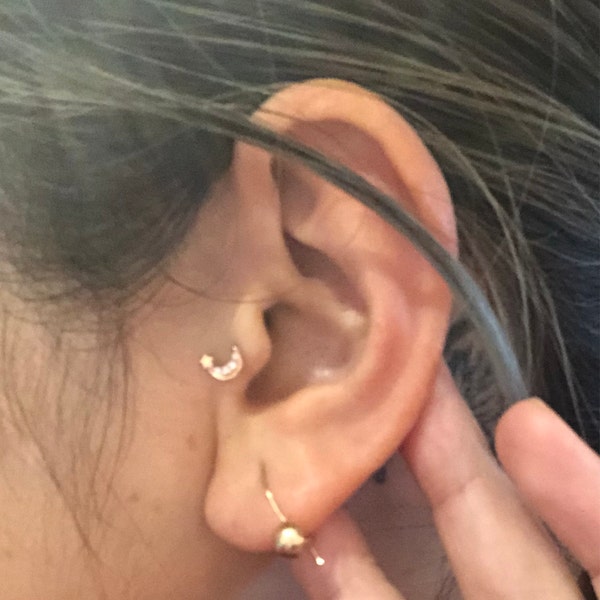 10K Solid Gold Piercing, Triangle Cartilage Earring, Triangle Stud ...