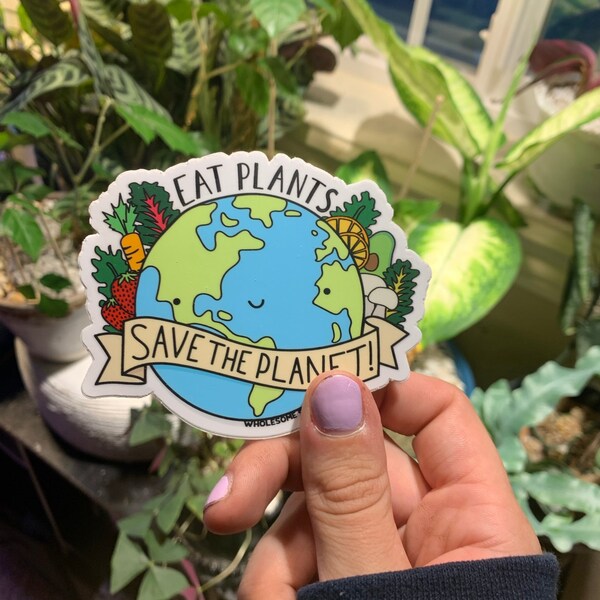 Earth Day Vegan Activism Sticker-"eat Plants"- Herbivore Sticker, Plant ...
