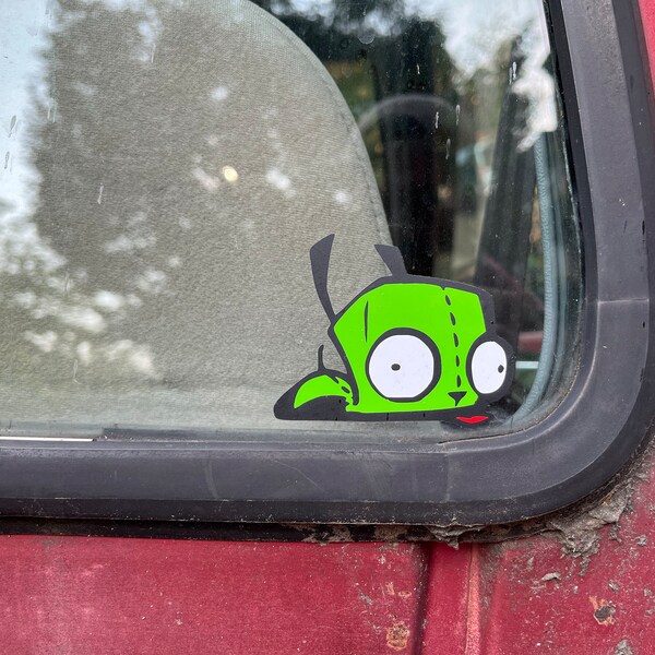 Green Alien Dog Vinyl Sticker - Etsy