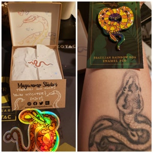 Snake Enamel Pin Brazilian Rainbow Boa Pin, Rainbow Metal Pin, Reptile ...