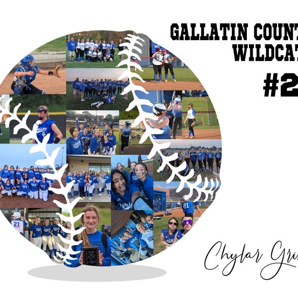 PRINTABL Baseball Photo Collage, Coach Gift, Softball Senior Night Gift ...