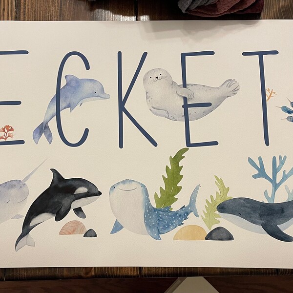 Ocean Baby Name Sign, Name Sign for Nursery, Above Crib Decor, Nursery ...