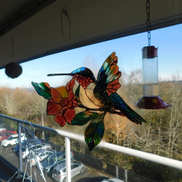 Hummingbird Stained Glass Window Cling Humming Bird Window Sticker ...