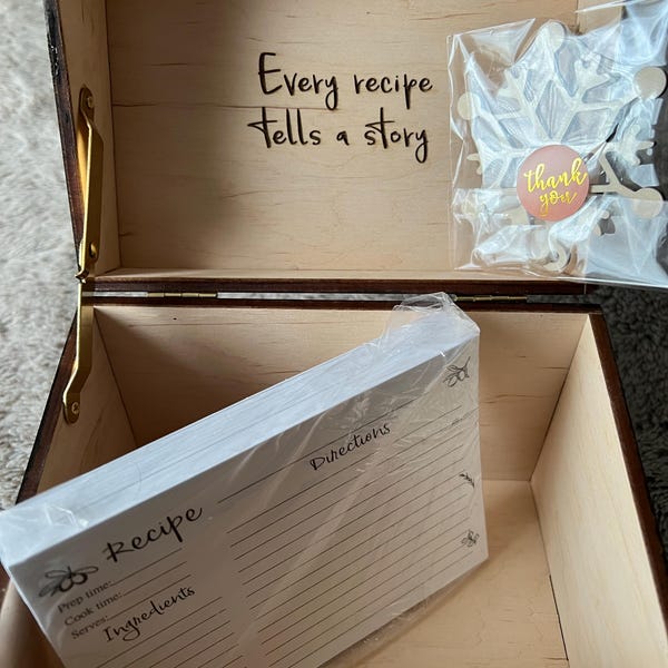 Personalized Wooden Recipe Box With Dividers and Cards Recipe Box ...