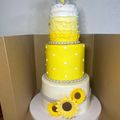Large Sunflower Sugar Gum Paste Cake Topper for Your Cakes, Realistic ...