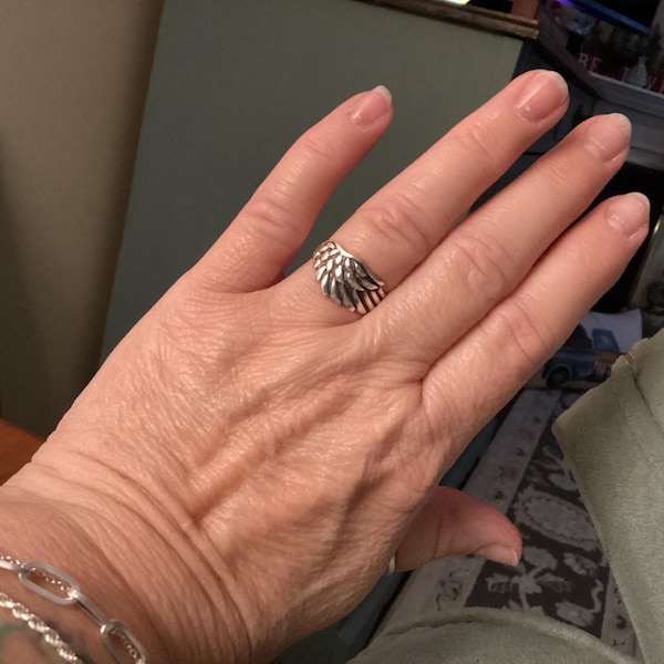 Unisex Angel Wing Ring Sterling Silver, Bird Wing Ring, Protective ...