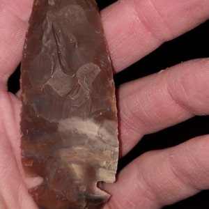 6.5 Stone Serrated Spearhead, Lance Head, Drill Point Hand Knapped ...