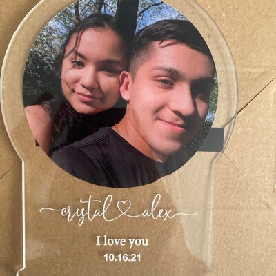Custom Photo Moon Lamp Personalized Wedding Ring Night Light, Custom ...