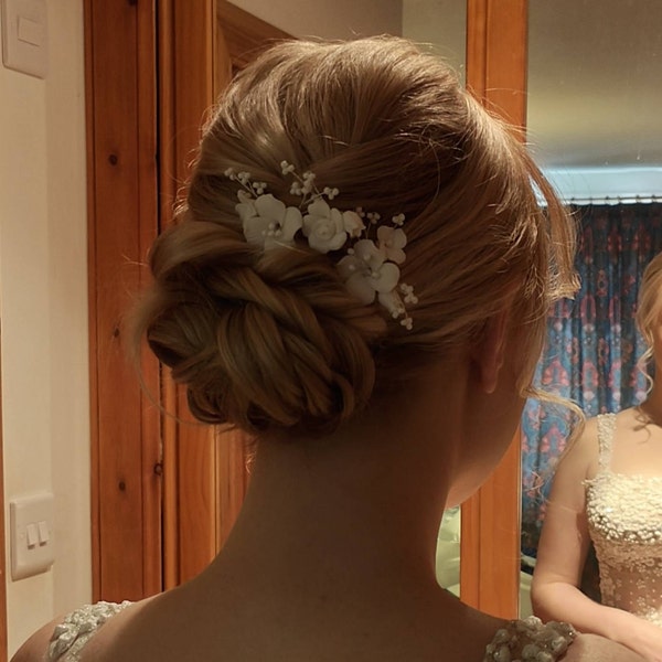 Blossom Wedding White Floral Hair Pins Set of 3 Bridal Hair Pins Flower ...