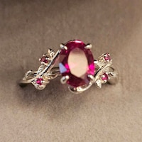 Nature Inspired Leaf Ruby Ring Set Black Gold Branch Twig Lab Ruby ...