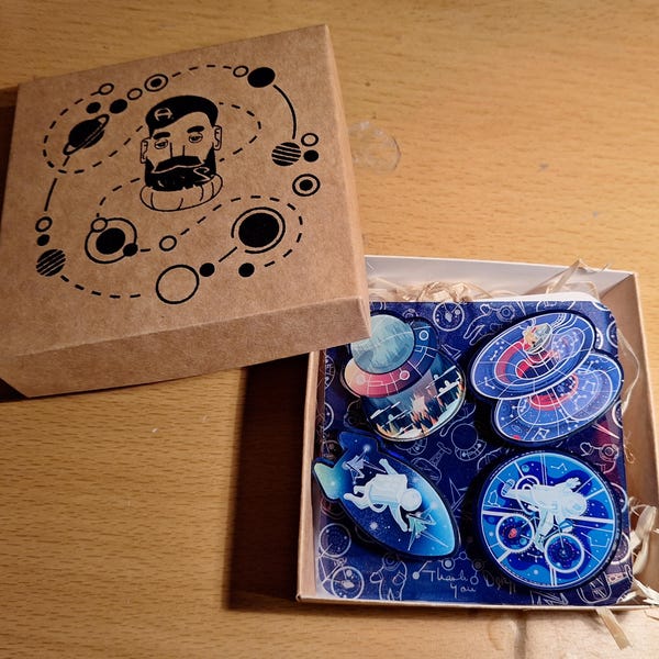 Wormhole Space Galaxy Pin: Astronauts Catching Stars, Sci-fi Space ...