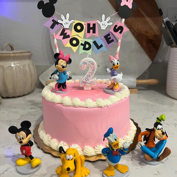 Pastel Mickey & Minnie Mouse Cake Bunting Topper - Oh Two-dles Cake ...
