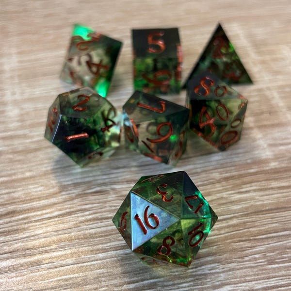 Autumn Tengu - Sharp Dnd Dice - Clear - Handmade Resin Dice Set for ...