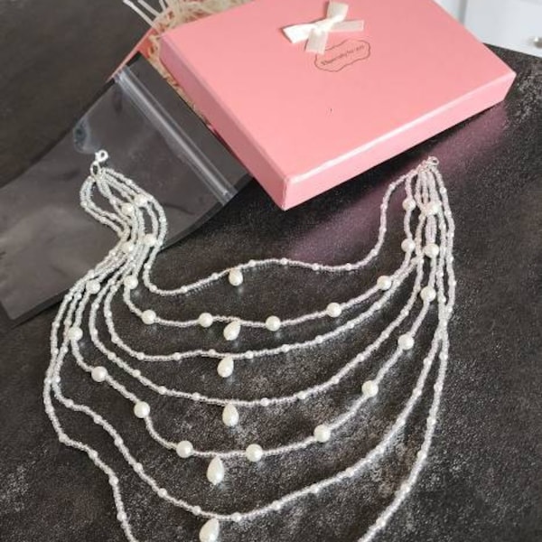 Handmade Pearl Body Chain,bridal Body Jewelry,pearl Body Chain Bra ...