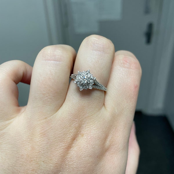 Enchanted Disney Elsa 1CT White Diamond Snowflake Engagement Ring in ...