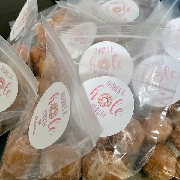 Pink Donut Hole Stickers, Thank You Labels, Hole Bunch, Donut Birthday ...