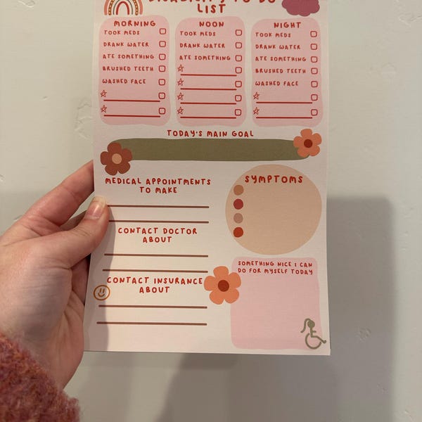 Disability to Do List Notepad | Daily Health Planner, Medical Planner ...