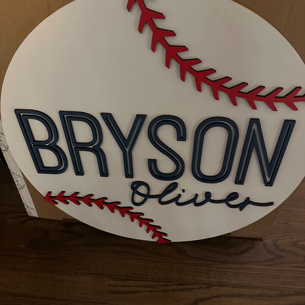 Baseball Nursery Name Sign, Round Name Sign, Sports Nursery, Boy Name ...