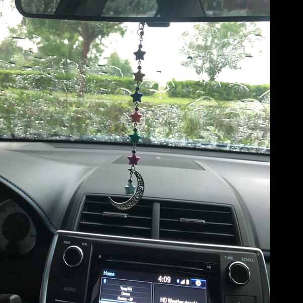 Car Mirror Decor, Swinging Car Interior Mirror Hanger on the Crystal ...