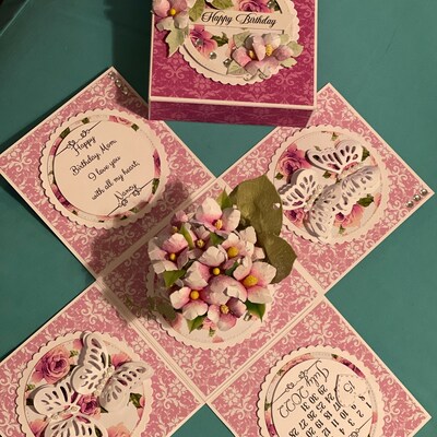 Birthday Exploding Box Birthday Card With Cake 3d Cake Pop up Card ...