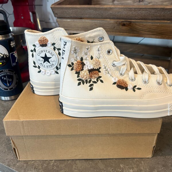 Embroidered Converse/flower Converse/converse LOW Tops/converse ...