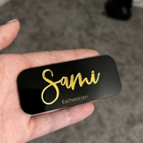 Custom Engraved Business Name Tag With Magnet, Acrylic Name Badge With ...