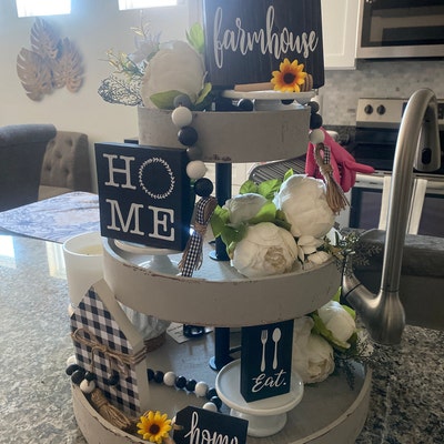 Rae Dunn Inspired, Home Decor, Farmhouse Decor, Rustic Decor, Tiered ...