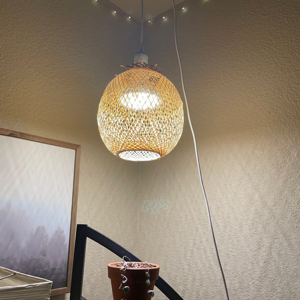 Minimalist Bamboo Lampshade, Extra Small Bamboo Lampshade Pendant Light ...