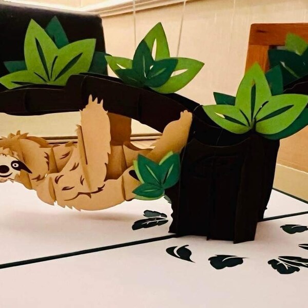 Sloth Pop up Card, 3d Sloth Birthday Pop up Card - Etsy
