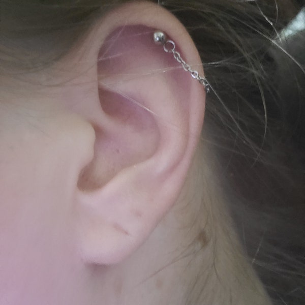 20g Conch Chain Earring, Conch Hoop Earring, Helix Earring, Ear ...