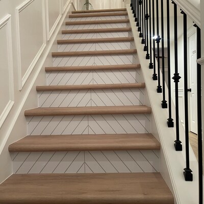 White Beadboard Shiplap Stair Riser Stickers , Window Sill 7 Inch X 36 ...