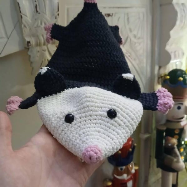 Possum Christmas Stocking Crochet Opossum, Holiday Stocking Possum Bag ...