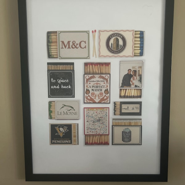 Custom Matchbox Print, Personalized Gift Matchbook Wall Art Custom ...
