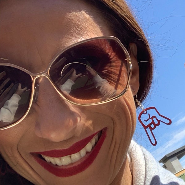 Upside Down, Inverted Horns Hand Earrings - Etsy