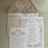 ANNABELLE English Regency Floral Frame Wedding Invitation, Elegant ...